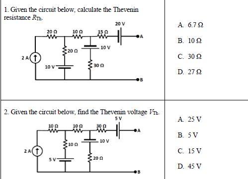 Solved 1. Given the circuit below, calculate the Thevenin | Chegg.com