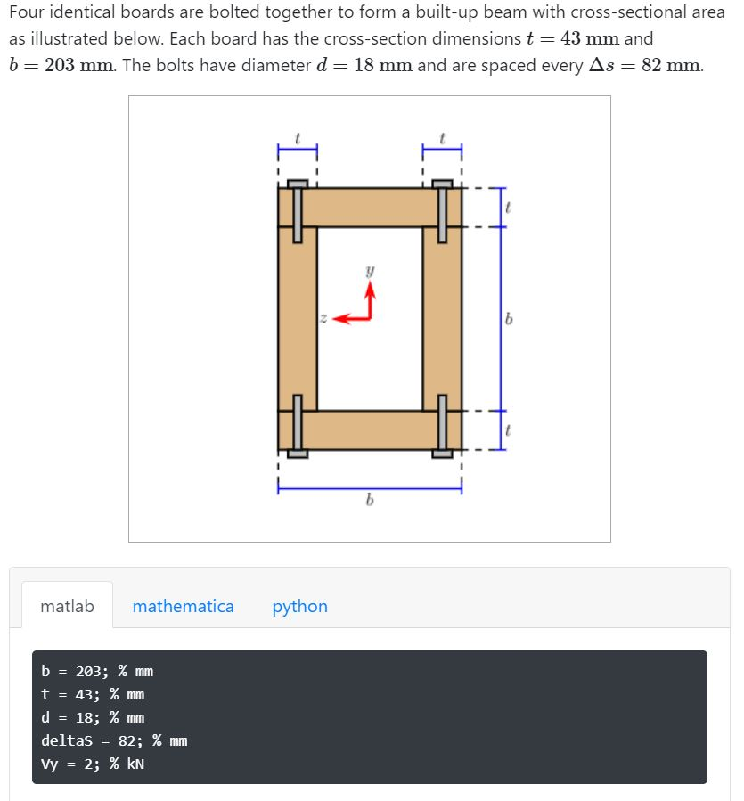 Solved Four identical boards are bolted together to form a | Chegg.com
