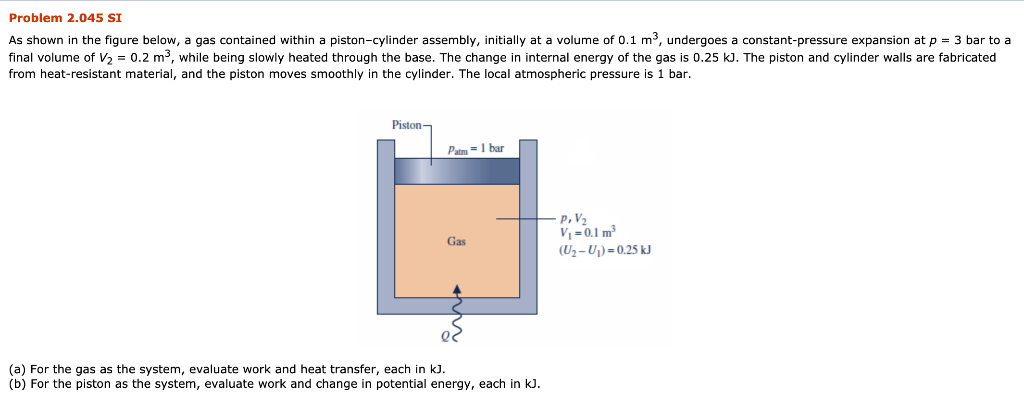 Solved Problem 2.045 SI volume of 0.1 m3, undergoes a | Chegg.com