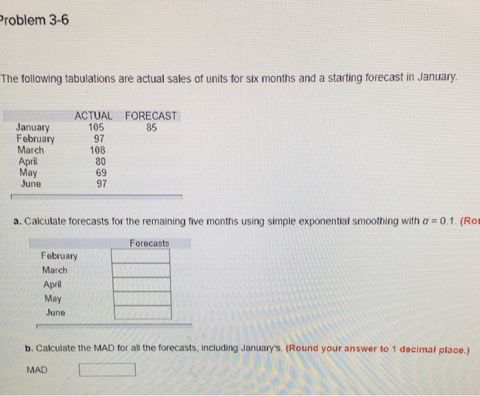 Solved Problem 3-6 The following tabulations are actual | Chegg.com