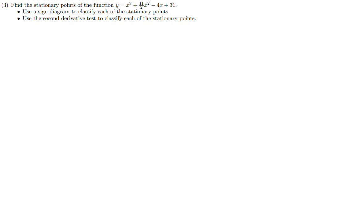 Solved (3) Find the stationary points of the function | Chegg.com