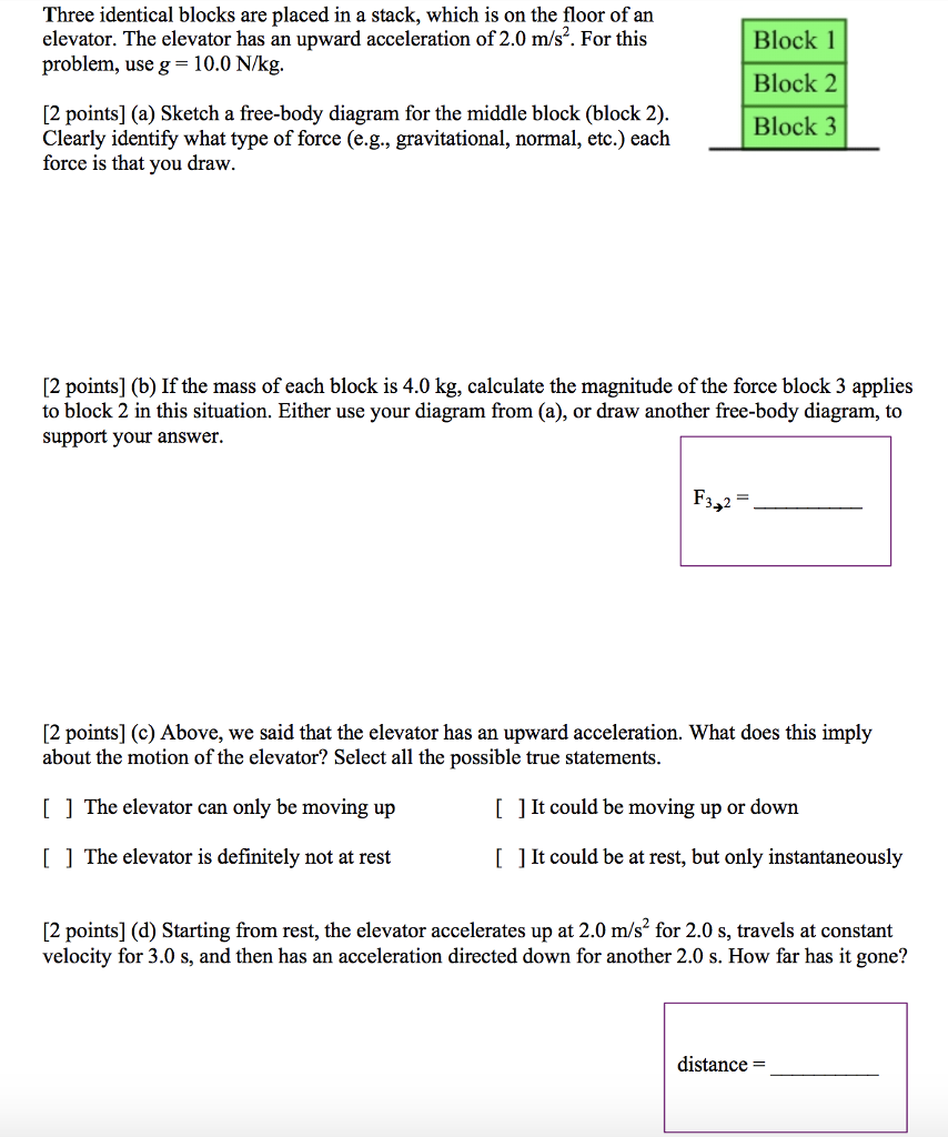 Solved Three identical blocks are placed in a stack, which | Chegg.com