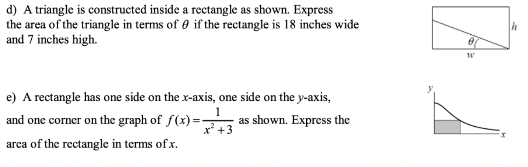 Solved d) A triangle is constructed inside a rectangle as | Chegg.com