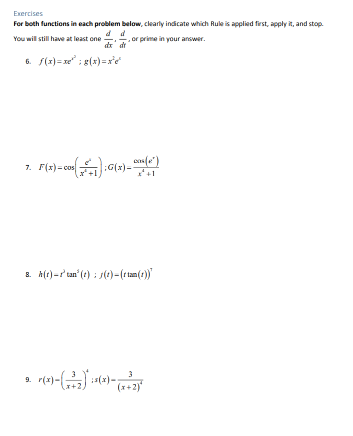 Solved Exercises For both functions in each problem below, | Chegg.com