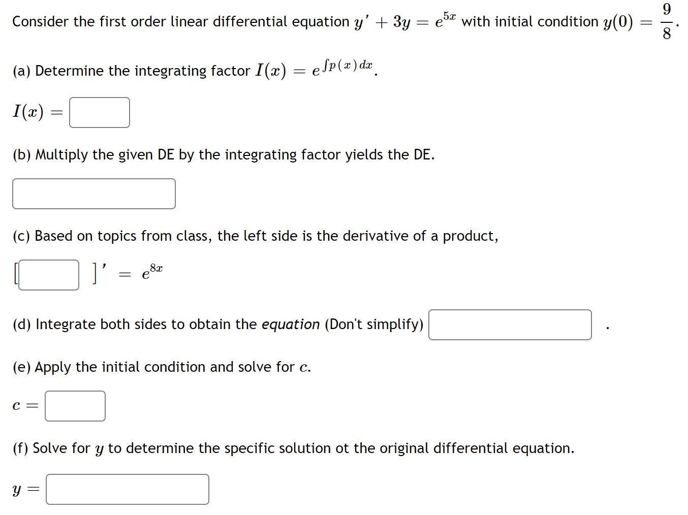 Solved Consider the first order linear differential equation | Chegg.com