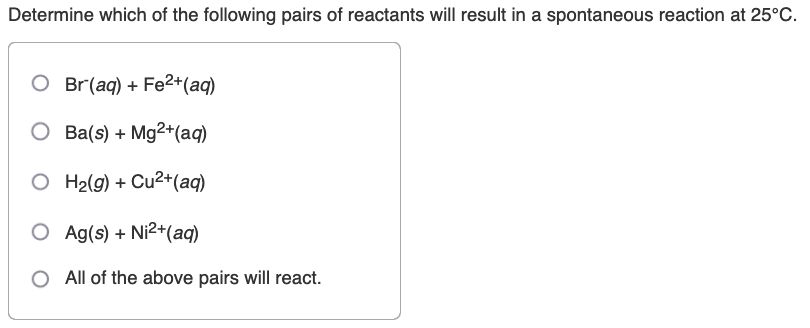 Solved Determine which of the following pairs of reactants | Chegg.com
