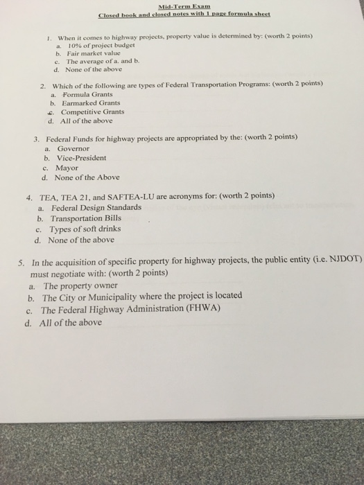 Solved Mid Term Eam L notes with Lpage formula 1. When it | Chegg.com