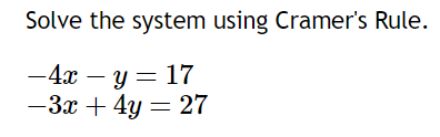 Solved Solve the system using Cramer's | Chegg.com