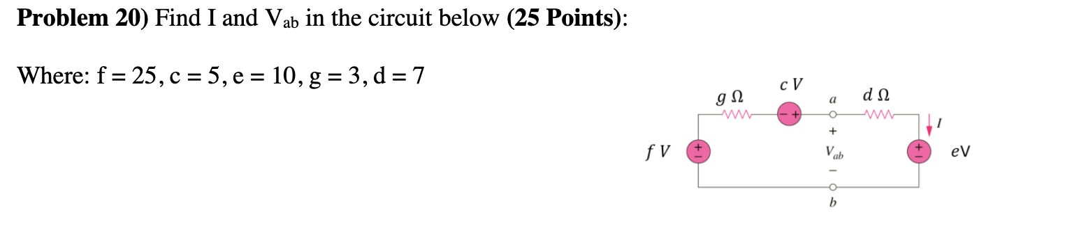 Solved Problem 20) Find I and Vab in the circuit below (25 | Chegg.com