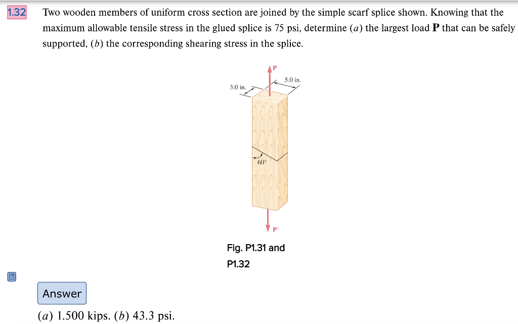 Solved Two wooden members of uniform cross section are | Chegg.com