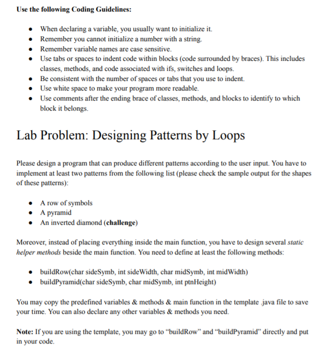 Use The Following Coding Guidelines • When Declaring