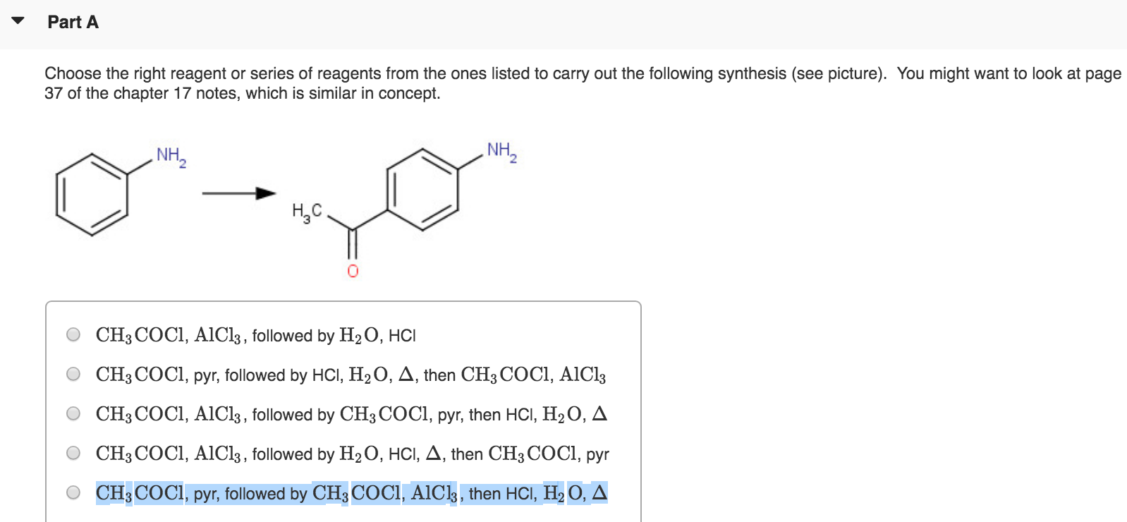 Solved Part A Choose the right reagent or series of reagents | Chegg.com
