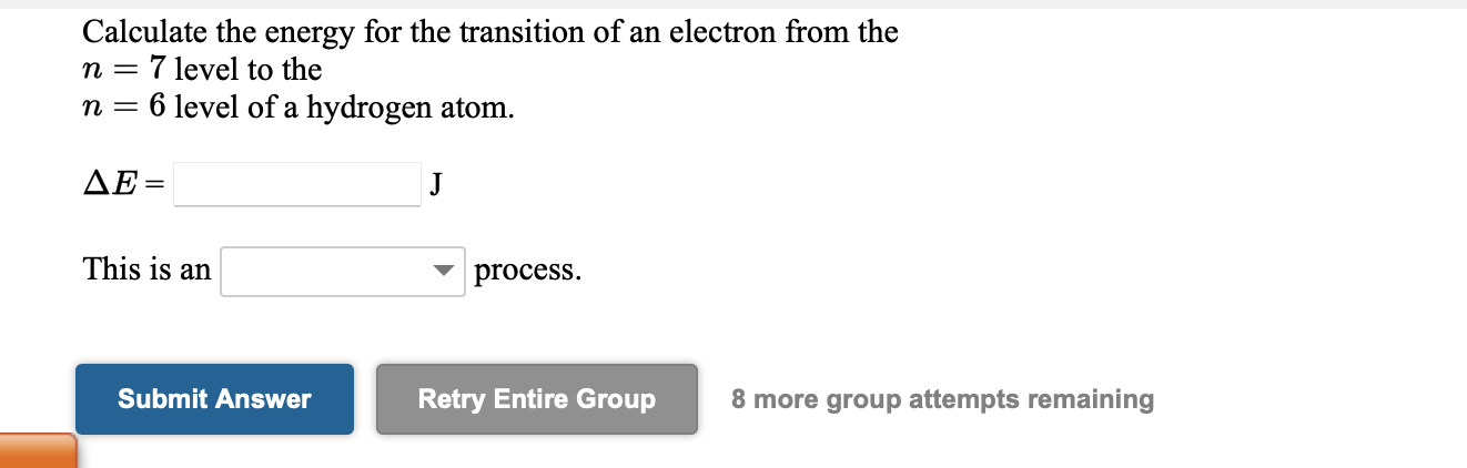 Solved Calculate the energy for the transition of an | Chegg.com