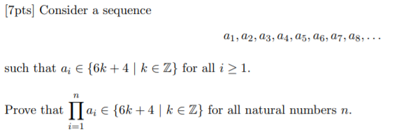 Solved [7pts] Consider a sequence 21, 22, 23, 24, 25, 26, | Chegg.com