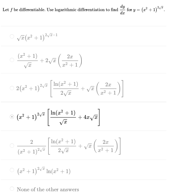 Solved Let f be differentiable. Use logarithmic | Chegg.com