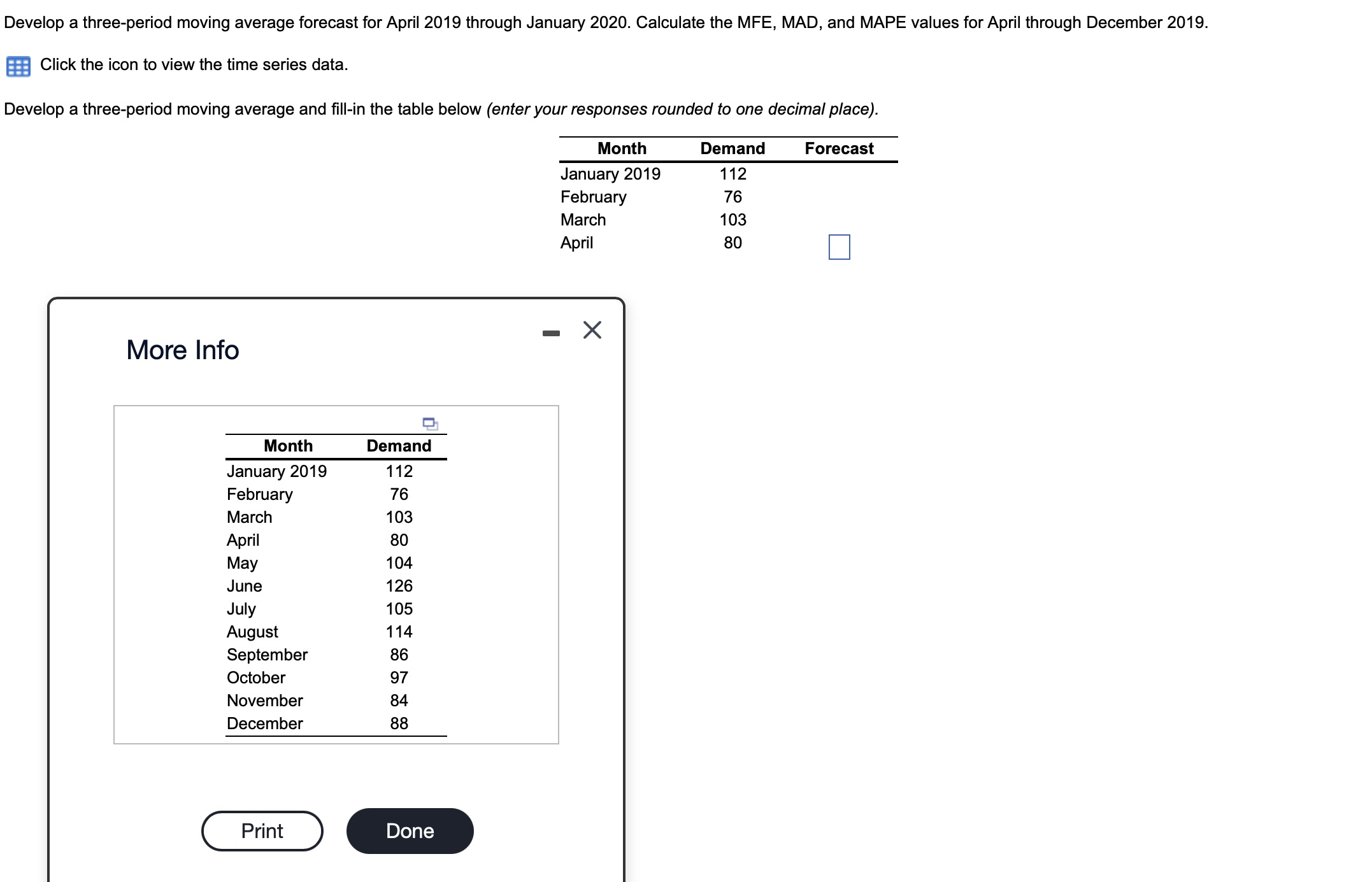 Solved Develop a three-period moving average forecast for | Chegg.com