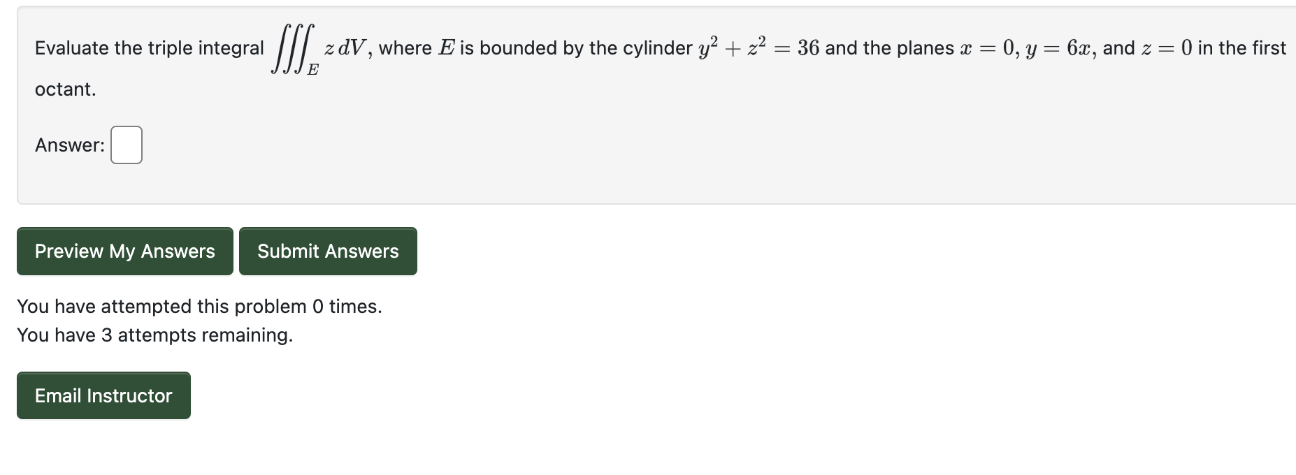Solved Evaluate the triple integral ∭EzdV, where E is | Chegg.com