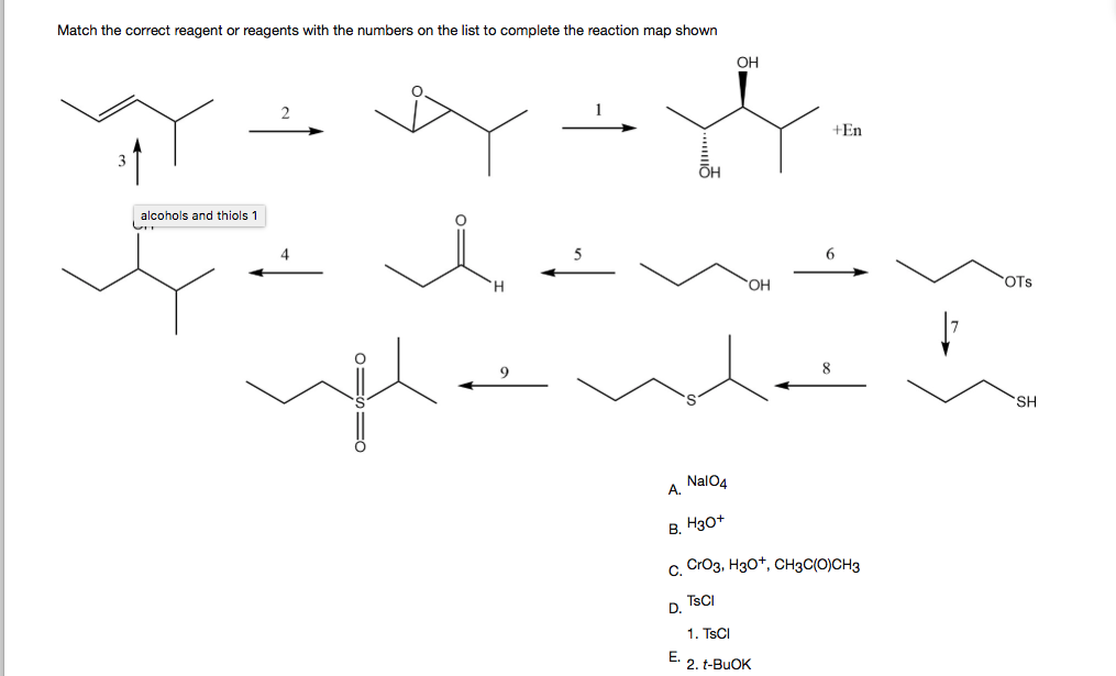 Solved Match the correct reagent or reagents with the | Chegg.com