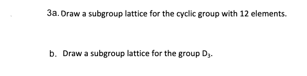 Solved 3a. Draw a subgroup lattice for the cyclic group with | Chegg.com