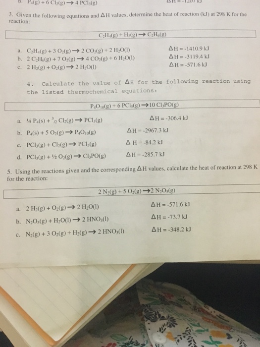 Solved Given the following equations and Delta H values, | Chegg.com