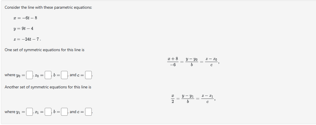 Solved Consider the line with these parametric | Chegg.com