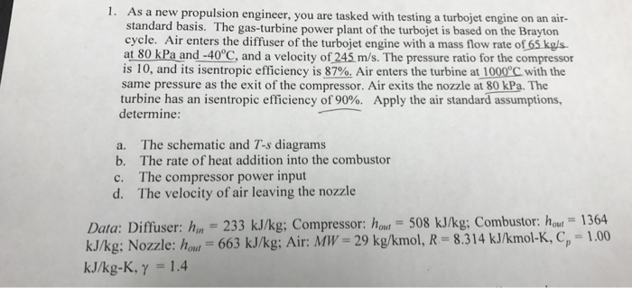 Solved As a new propulsion engineer, you are tasked with | Chegg.com