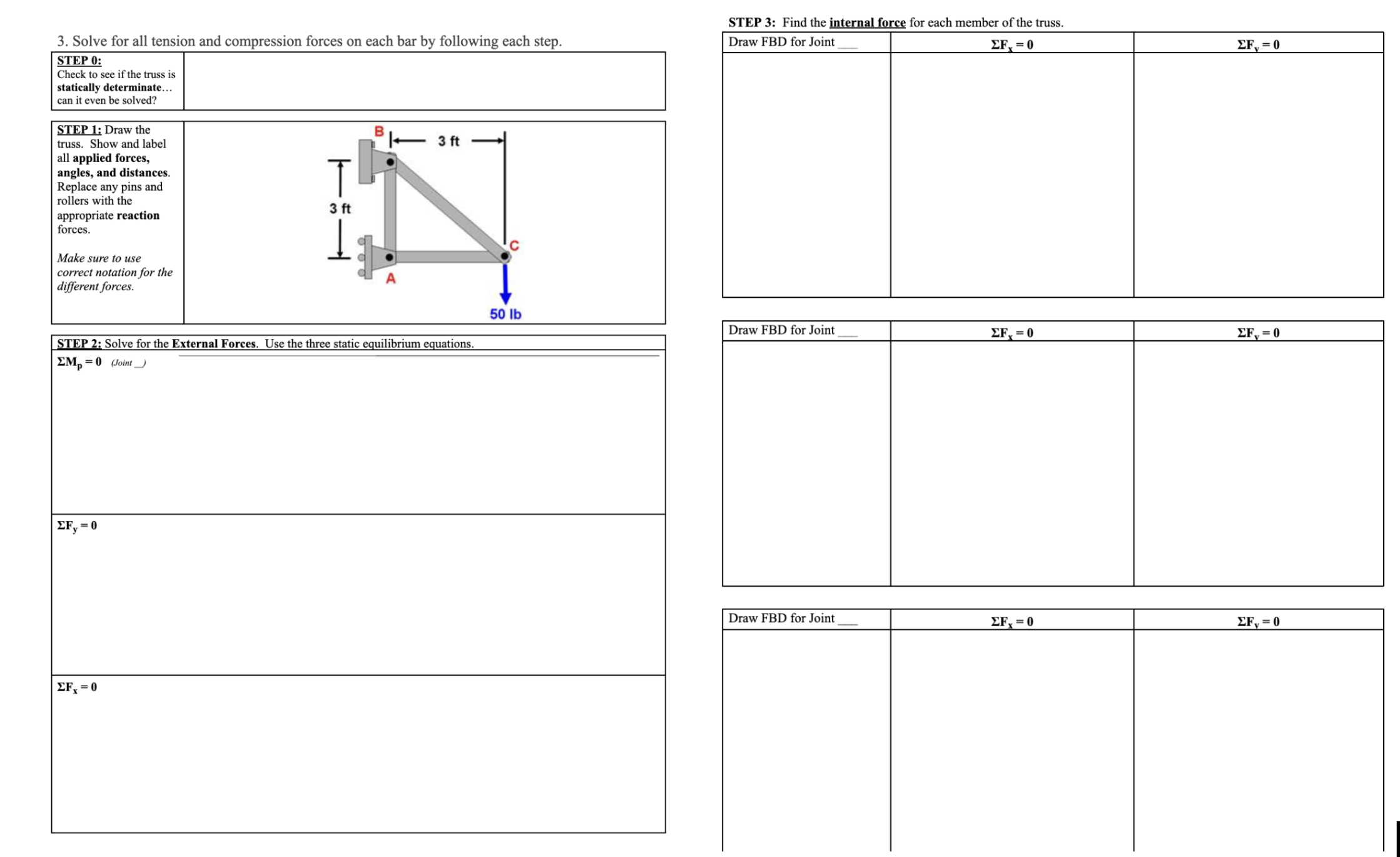 Solved Solve for all tension and compression forces on each | Chegg.com