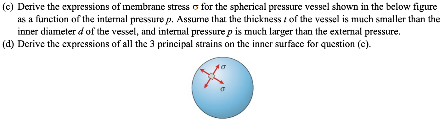 Solved (c) Derive the expressions of membrane stress o for | Chegg.com