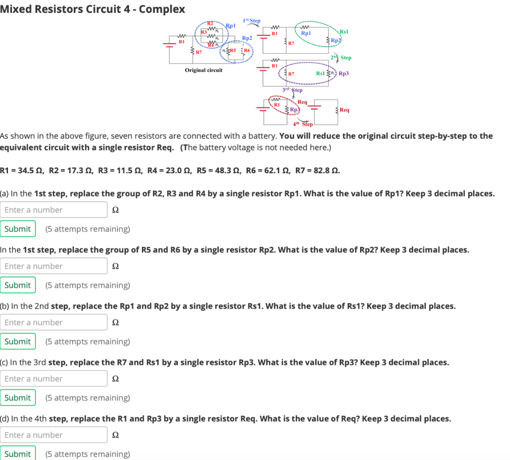 Solved Mixed Resistors Circuit 4 - Complex R2 RAW 1 Step Rp1 | Chegg.com