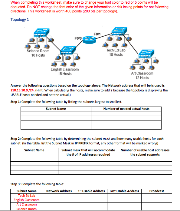 Solved When completing this worksheet, make sure to change | Chegg.com