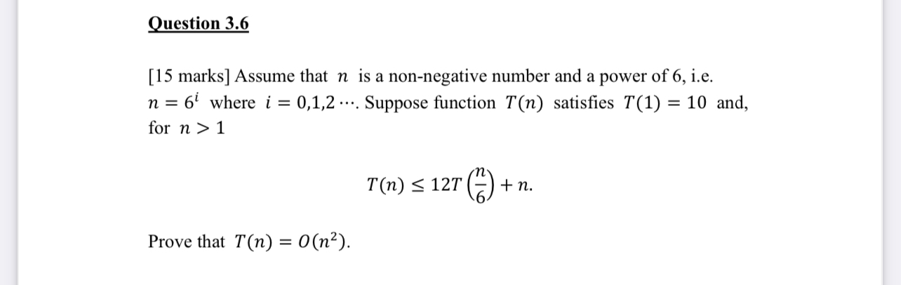 Solved [15 marks] Assume that n is a non-negative number and | Chegg.com