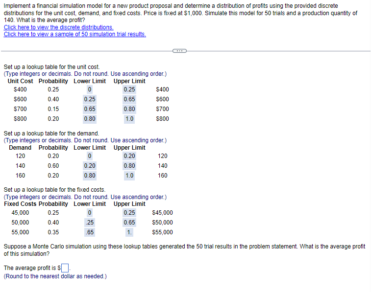 Solved Implement a financial simulation model for a new | Chegg.com