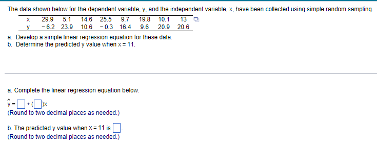 Solved The data shown below for the dependent variable, y, | Chegg.com