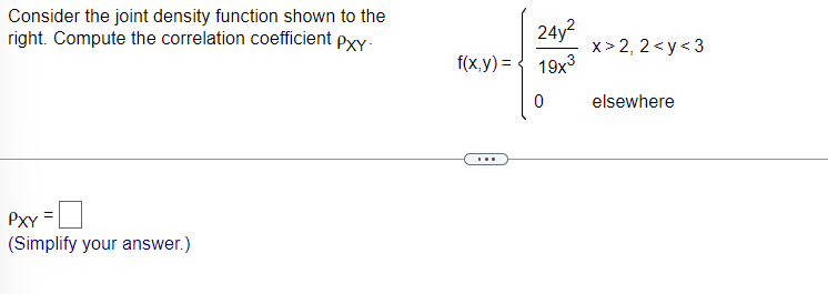 Solved Consider the joint density function shown to the | Chegg.com