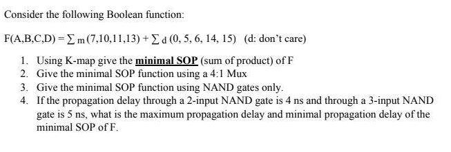 Solved Consider the following Boolean function: | Chegg.com