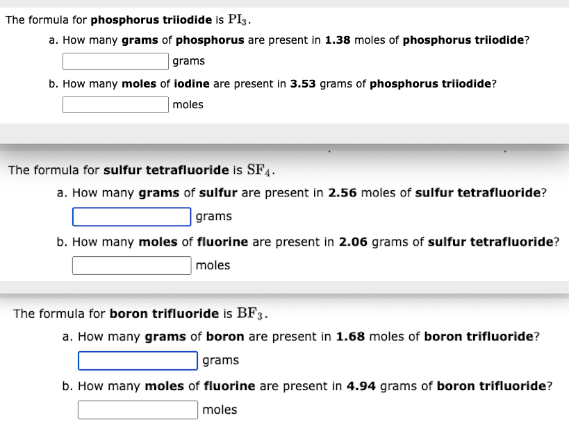 Solved The formula for phosphorus triiodide is PI3. a. How | Chegg.com