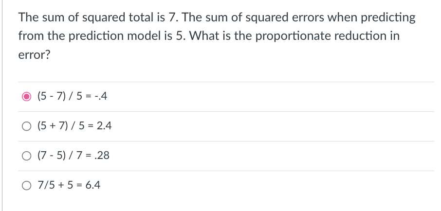 Solved The sum of squared total is 7. The sum of squared | Chegg.com