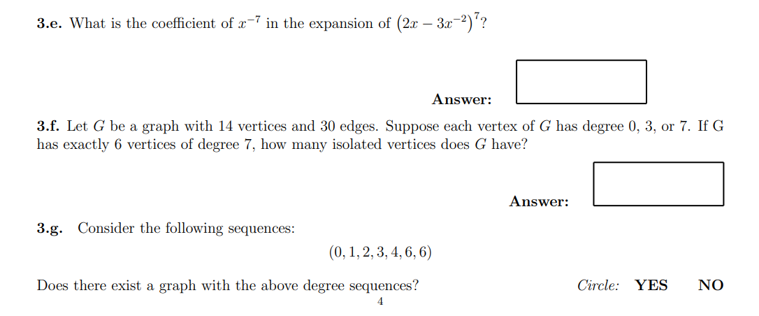 Solved Q.3 (12 points) Find the exact numbers to answer each | Chegg.com