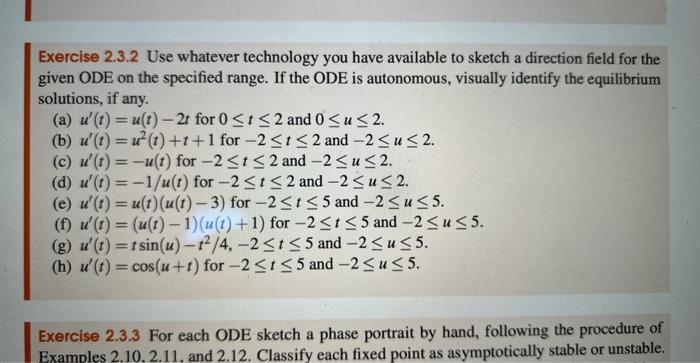 For b,d, and g determine if the ODE is autonomous and | Chegg.com