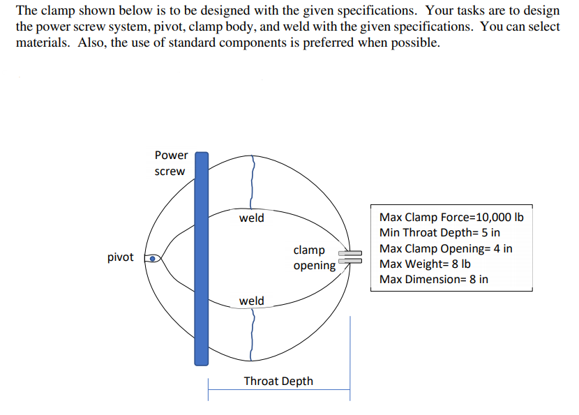 The clamp shown below is to be designed with the | Chegg.com