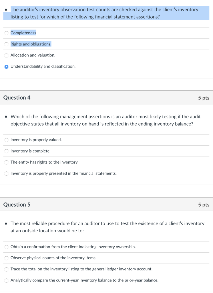Solved The auditor's inventory observation test counts are | Chegg.com