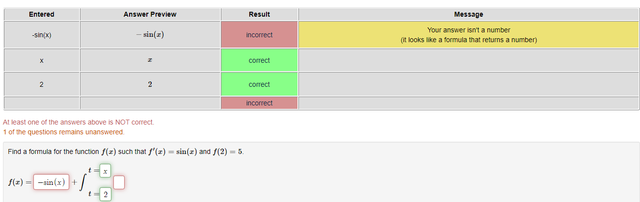 Solved At least one of the answers above is NOT correct. 1 | Chegg.com