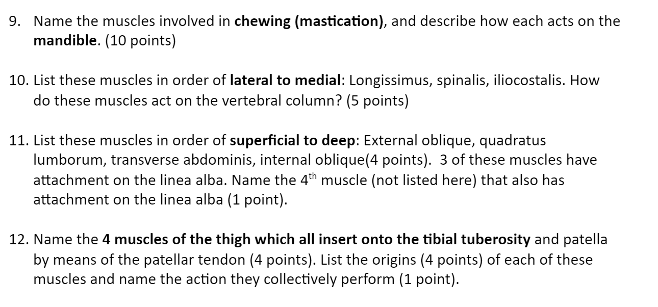 Solved 9. Name the muscles involved in chewing | Chegg.com