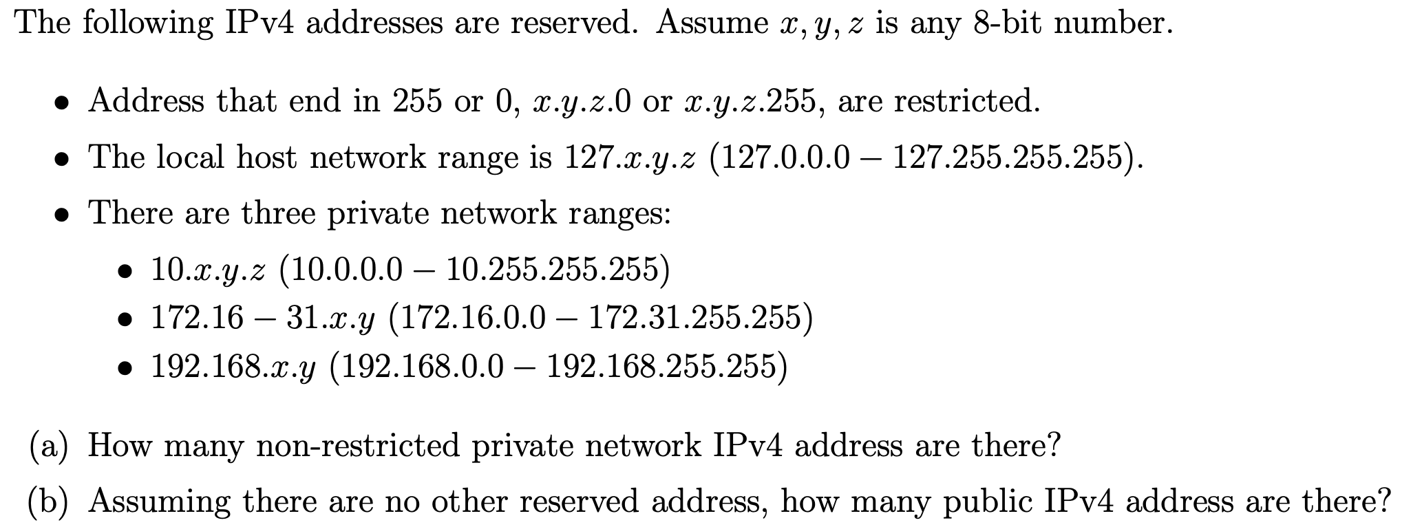 Solved An IPv4 address is a 32bit number divided into four | Chegg.com