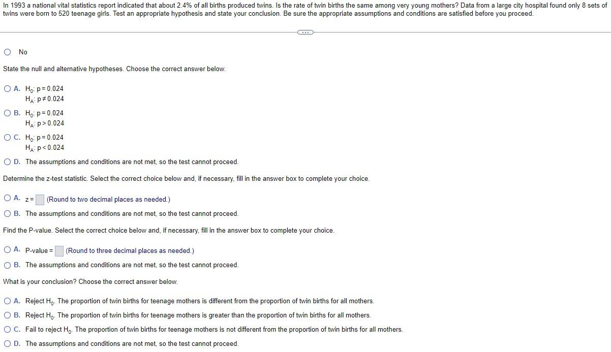Solved No State the null and alternative hypotheses. Choose | Chegg.com