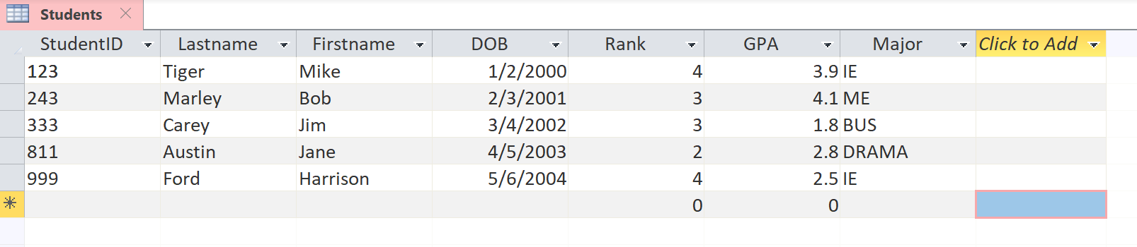 Solved 1. Database - SQL. Using the Students table in the | Chegg.com