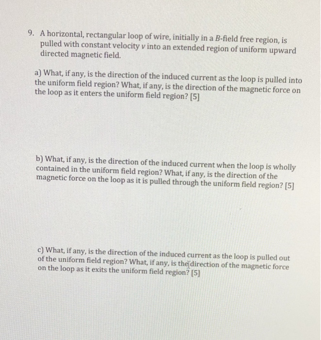 Solved A horizontal, rectangular loop of wire, initially in | Chegg.com