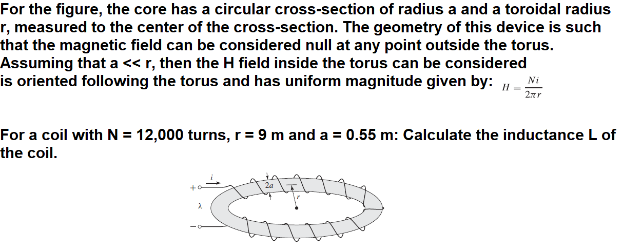 Solved For the figure, the core has a circular cross-section | Chegg.com