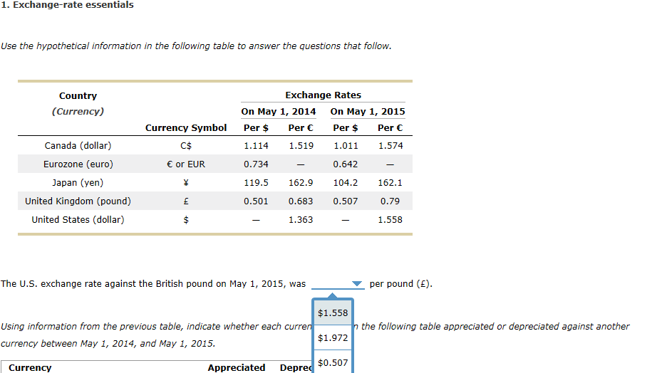 Solved 1. Exchange-rate essentials Use the hypothetical | Chegg.com