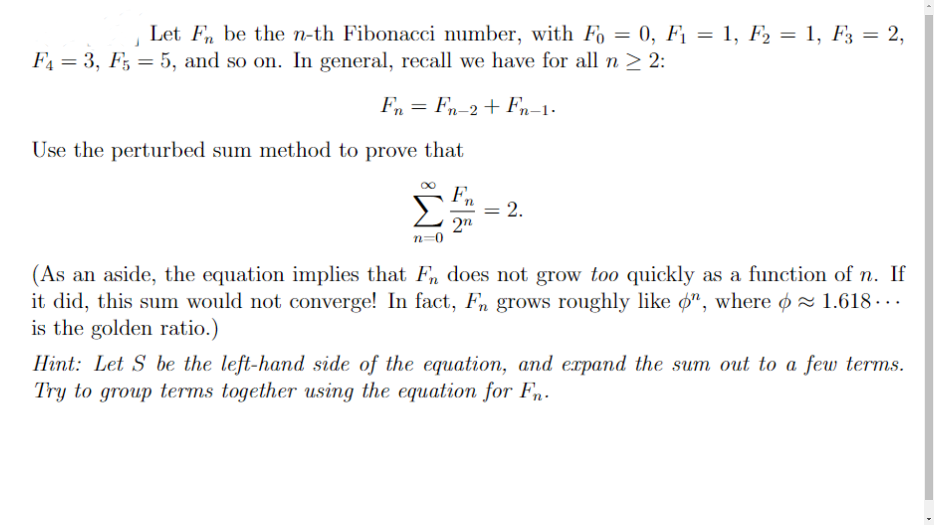 Solved Let Fn be the n-th Fibonacci number, with | Chegg.com